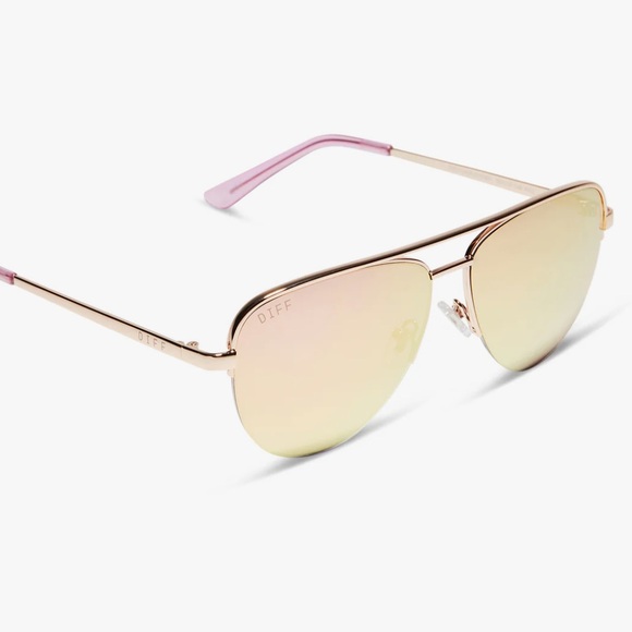 Diff Eyewear | Accessories | Diiff Pink Mirrored Aviator Sunglasses ...